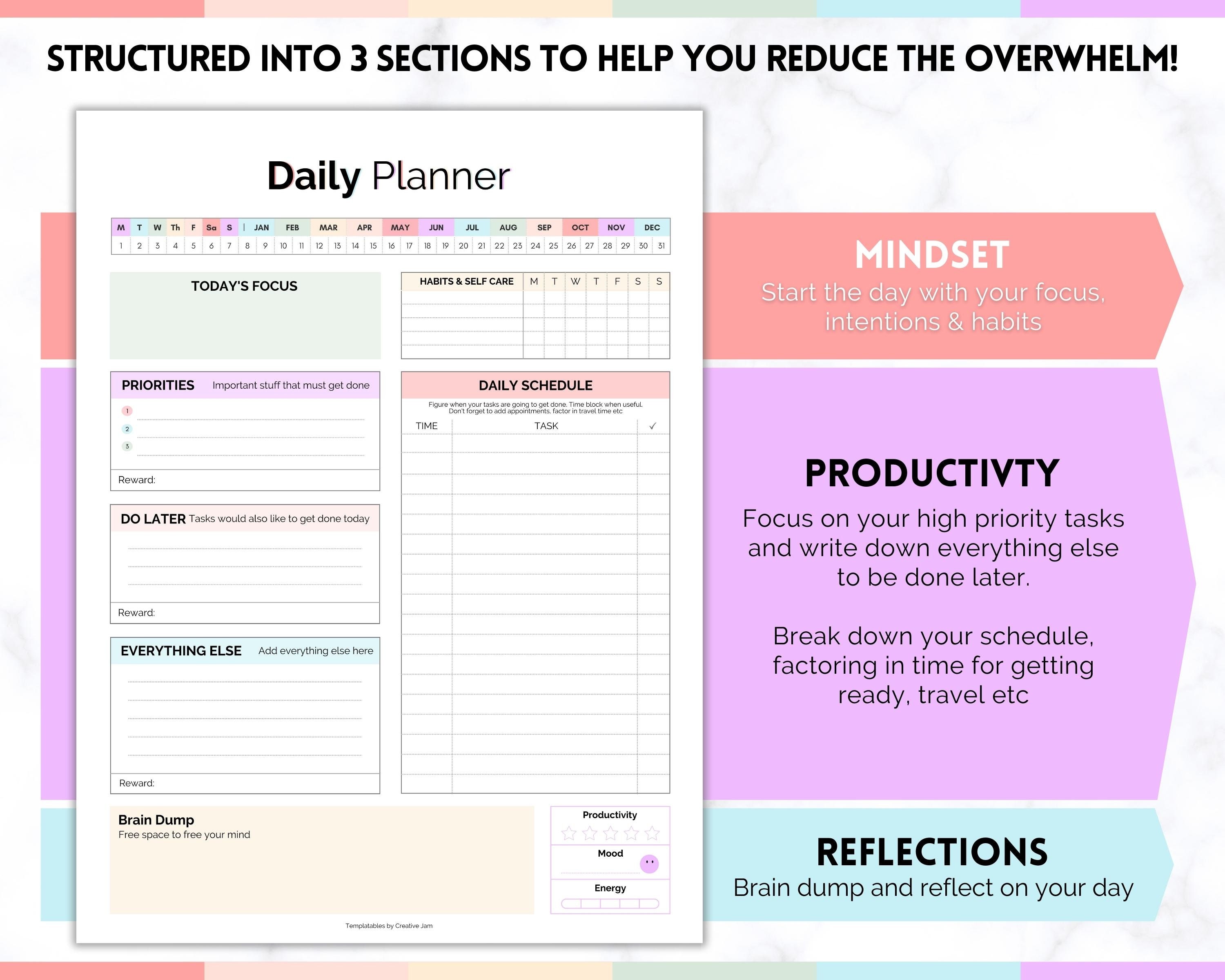 Adult ADHD Planner Printable Daily Planner to Do List - Etsy Canada