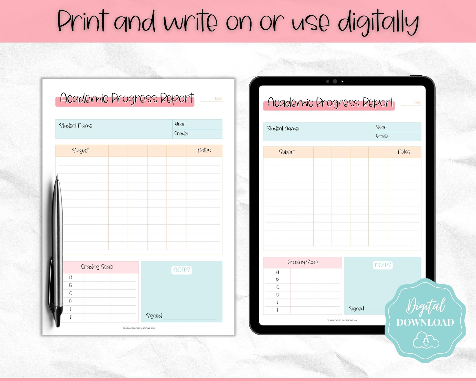 Homeschool Report Card Printable Progress Report Home School - Etsy