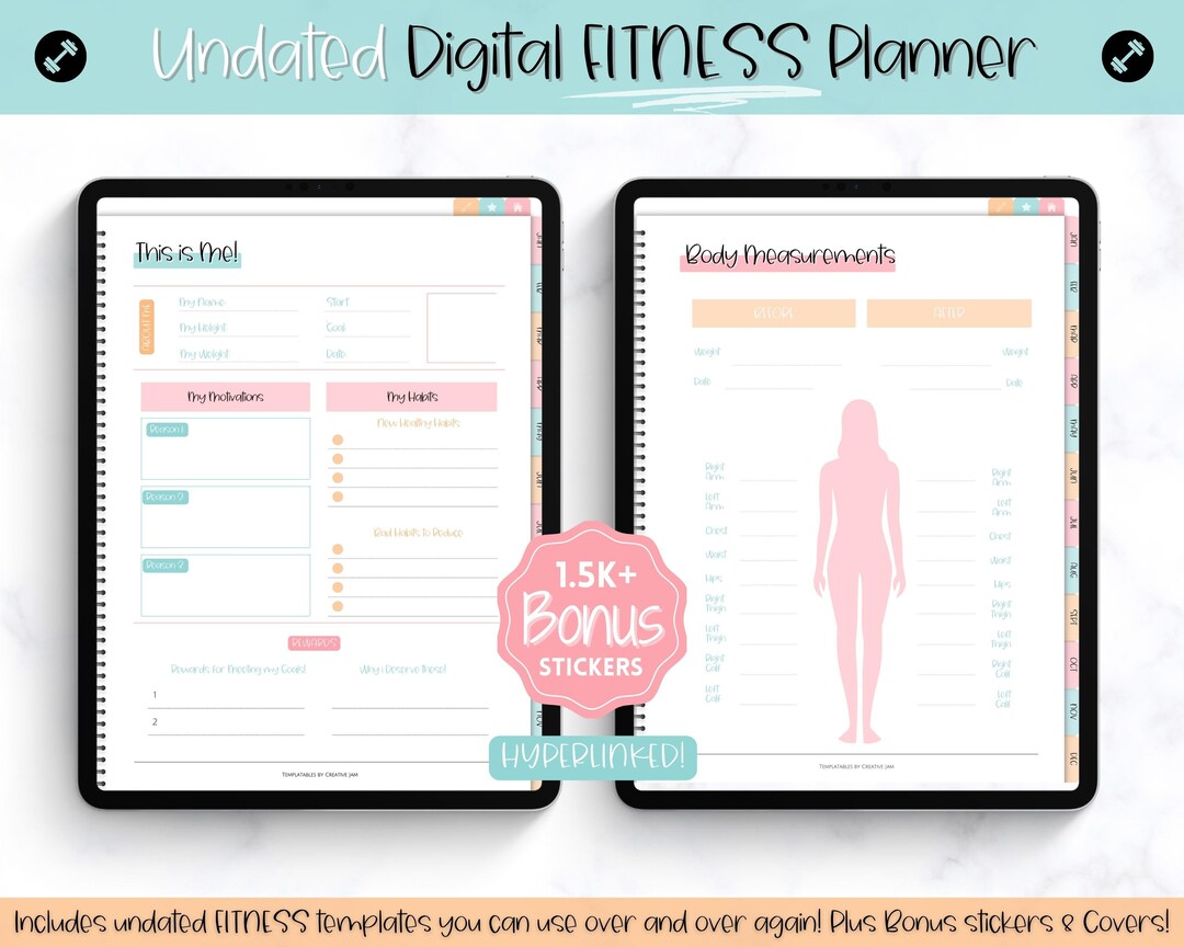 Digital FITNESS Planner, Goodnotes Fitness Planner, Fitness Journal ...