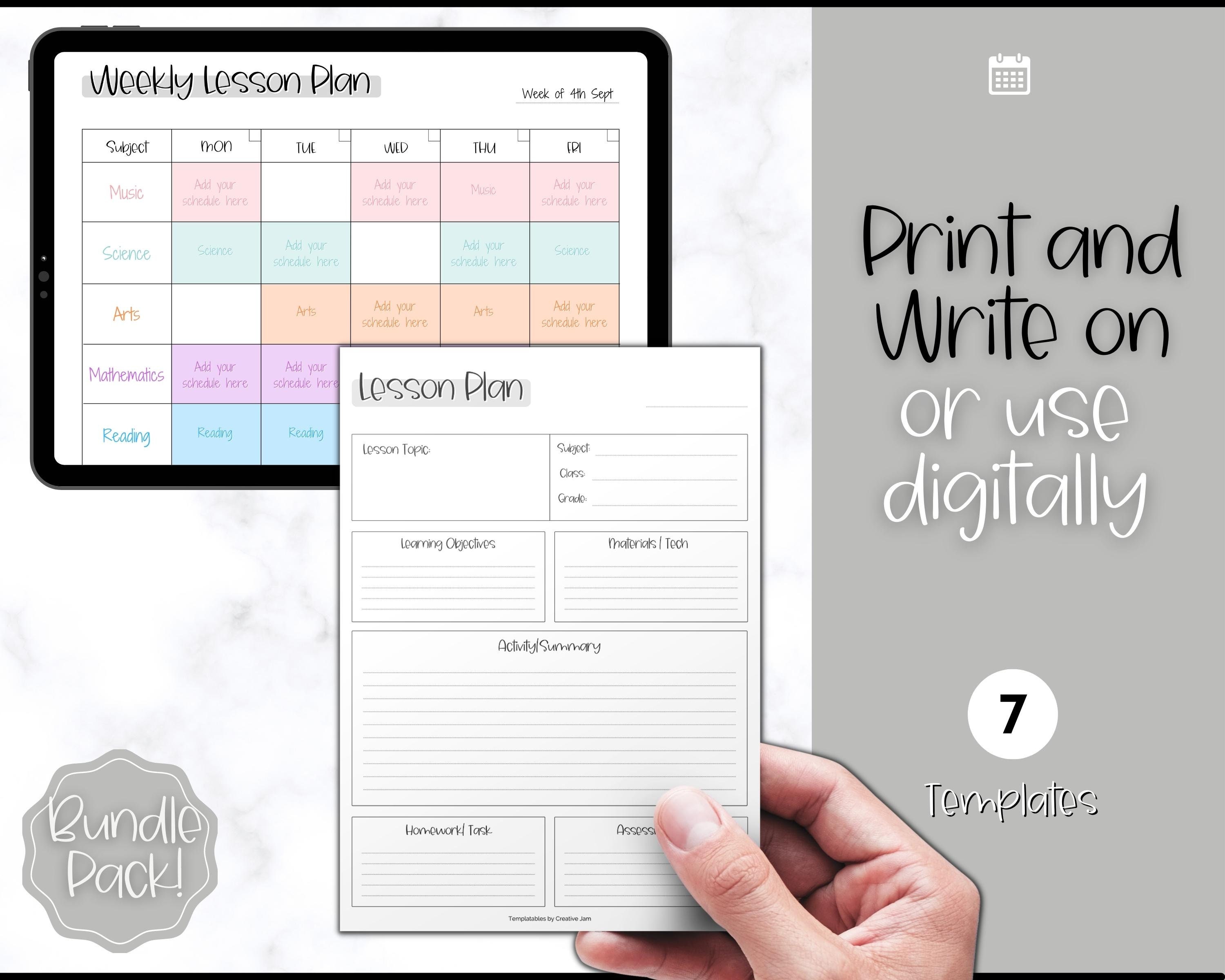 Lesson Plan Template Lesson Planner Printable Homeschool - Etsy