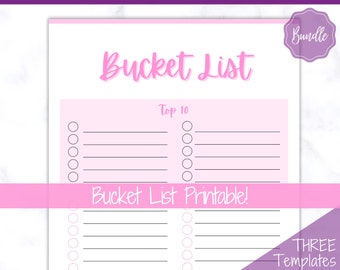 Bucket List Printable Template Life Goals List Things to - Etsy