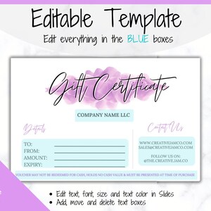 Gift Certificate Template. Editable Gift Voucher, Gift Card Template ...
