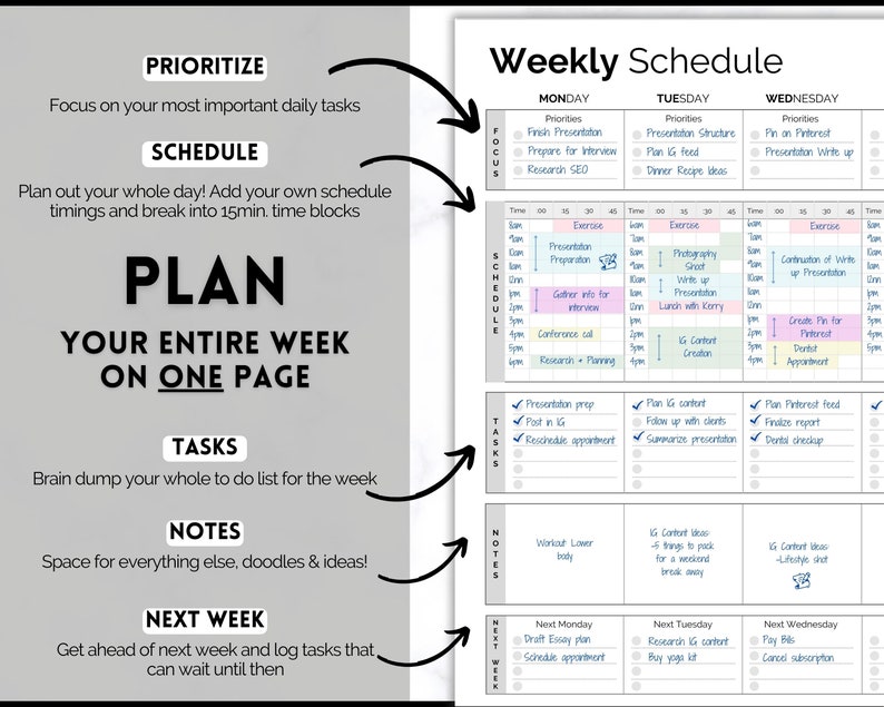 Weekly to Do List Printable, Weekly Schedule, Checklist PDF, Minimalist ...