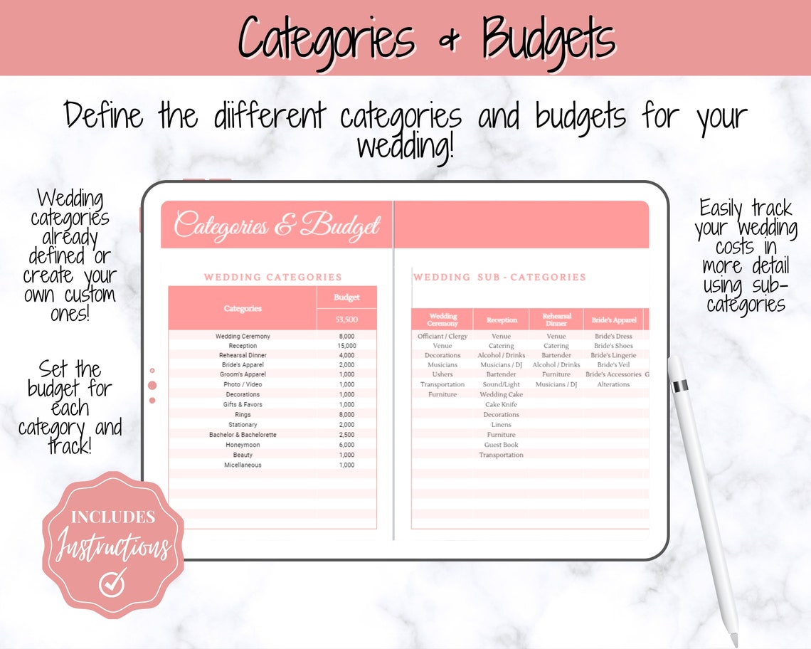 Ultimate Wedding Planner Budget Tracker Google Sheets Track - Etsy