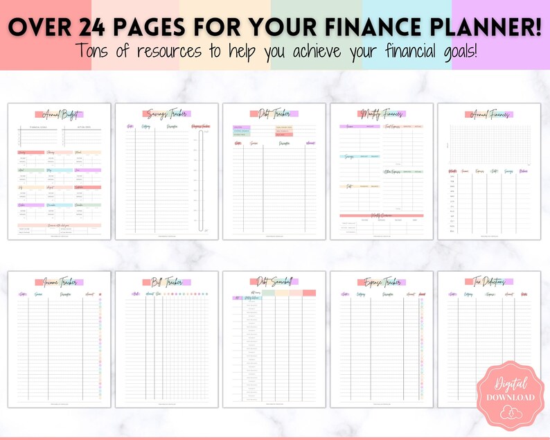 Budget Planner Printable BUNDLE, Financial Tracker, Savings Tracker ...