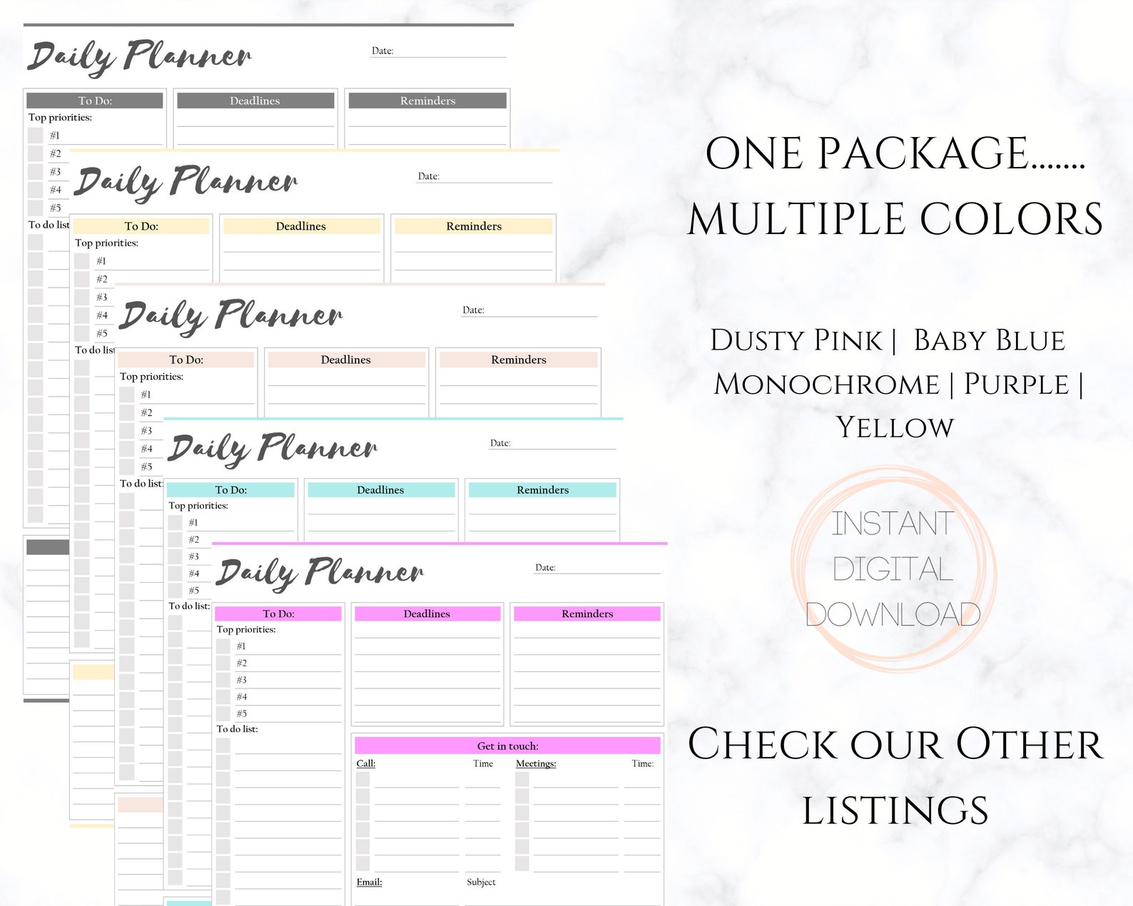 EDITABLE DAILY PLANNER | to Do List | Printable Productivity Day ...