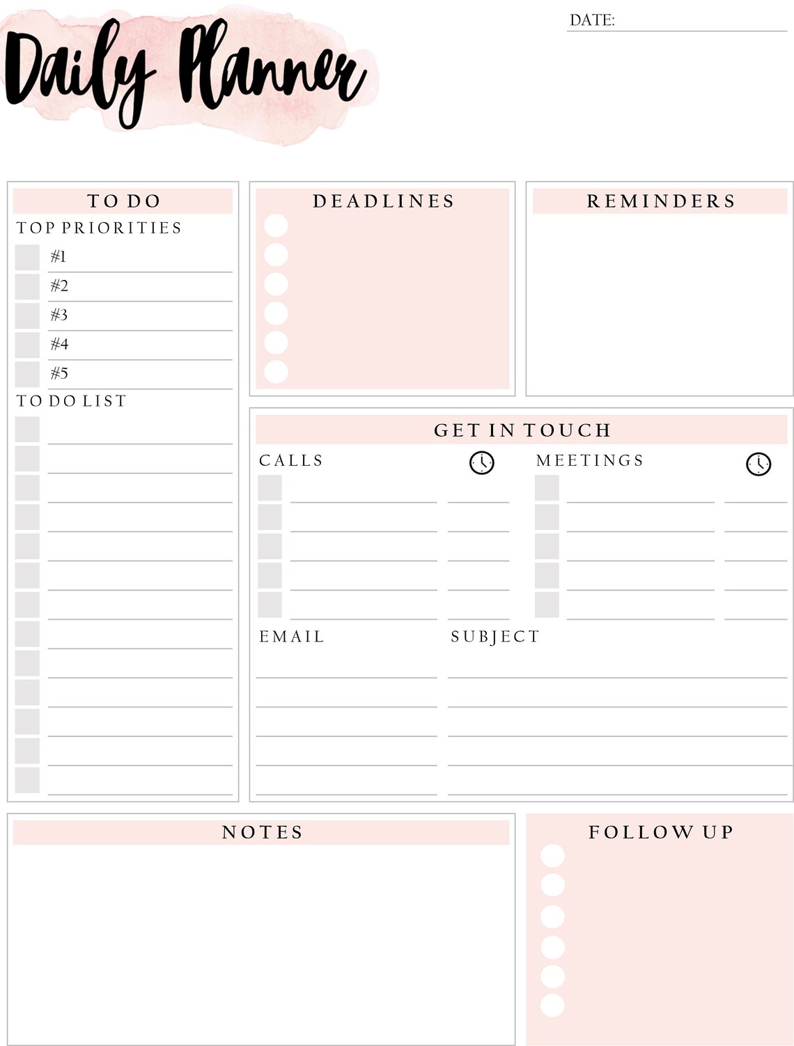 EDITABLE DAILY PLANNER to Do List Printable Productivity - Etsy