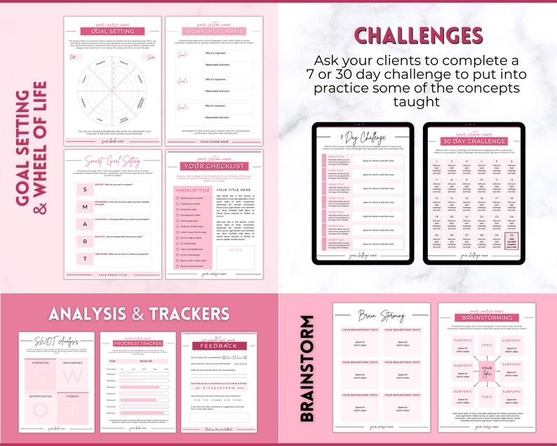WORKSHEET Template Bundle Canva Workbook Templates Ebook - Etsy