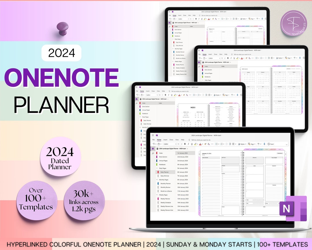 Onenote Template, 2024 Digital Planner, Onenote Planner, Daily, Weekly ...
