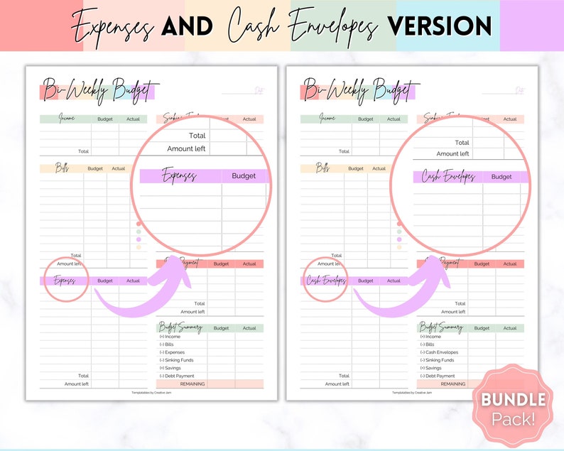 EDITABLE Biweekly Budget Planner, Bi-weekly Template, PDF Printable ...