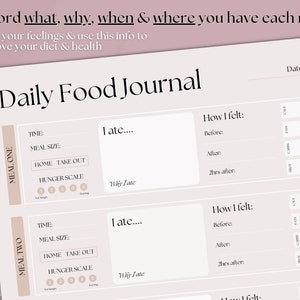 Daily Food Diary Printable, Colorful Food Journal, Diet & Nutrition Log ...