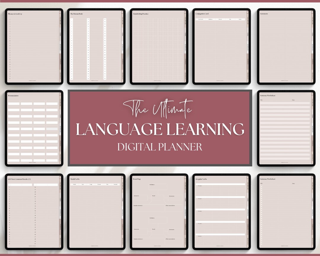 Digital Language Learning Planner, Study Korean, Japanese, Spanish, French, English, Language ...