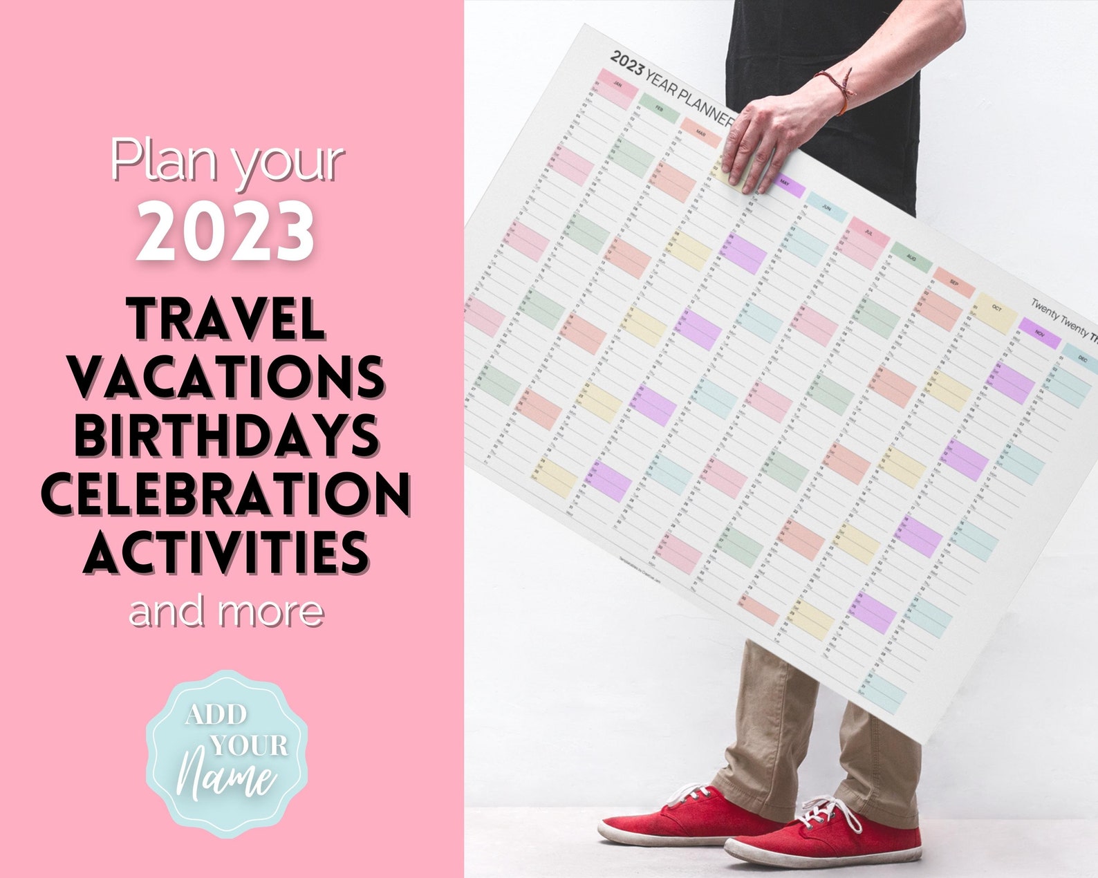 EDITABLE 2023 Wall Calendar Printable Large Yearly Calendar - Etsy UK