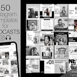 50 Podcast Instagram Templates. Canva Template Pack. Instagram Square ...