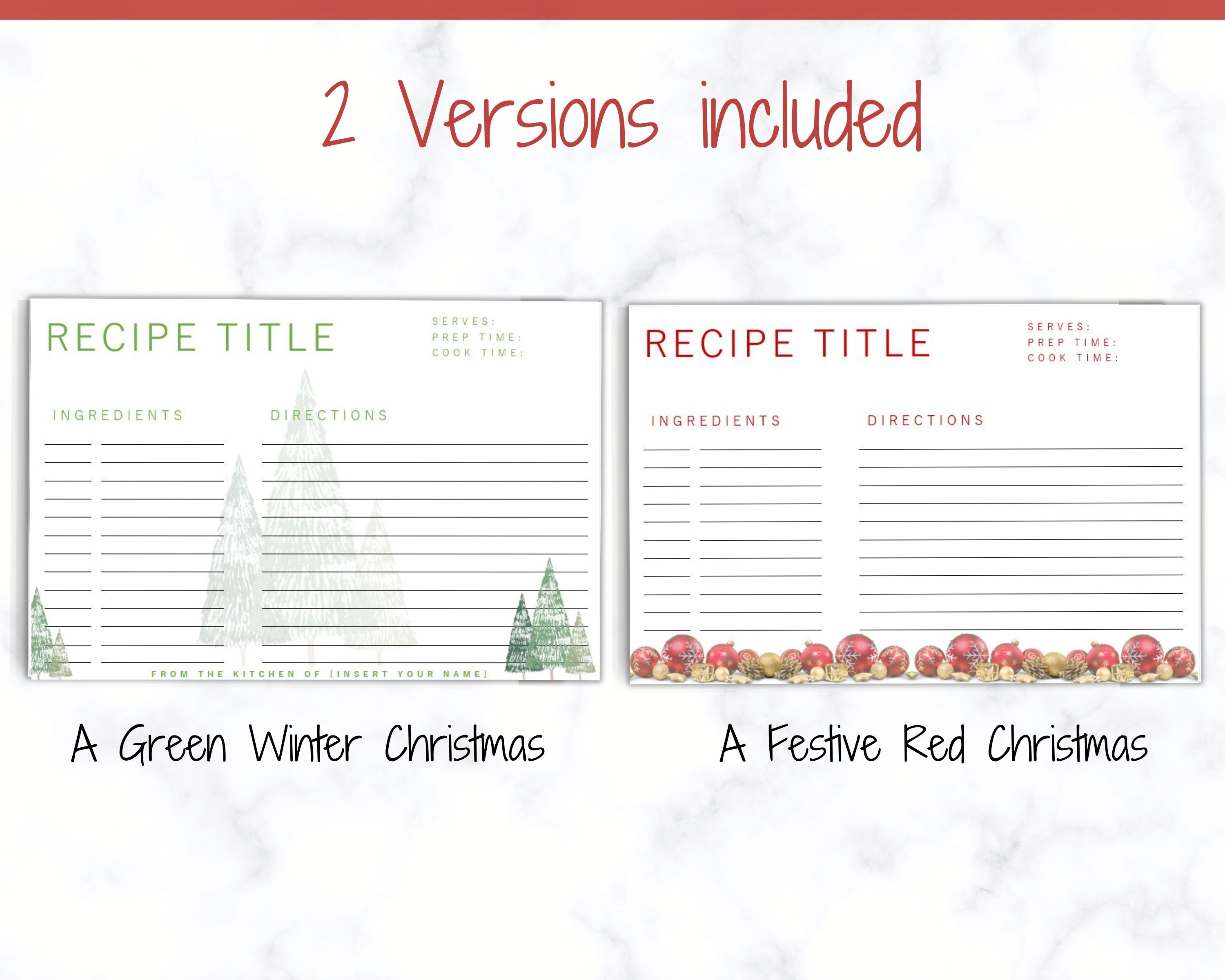 EDITABLE Recipe Card Template CHRISTMAS Recipe Template - Etsy UK