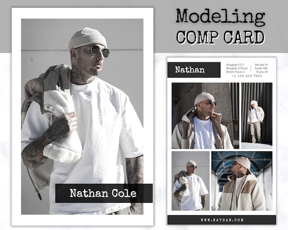 COMP CARD Template. Modeling Photocard Zed Card for Models. Z | Etsy