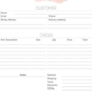 ORDER FORM Invoice Template, EDITABLE Custom Receipt Template ...