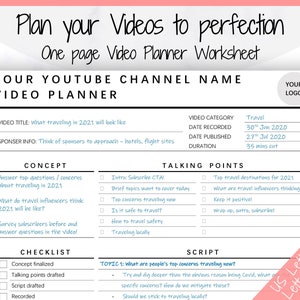 EDITABLE Youtube Planner BUNDLE, Video Planner, Social Media Content ...