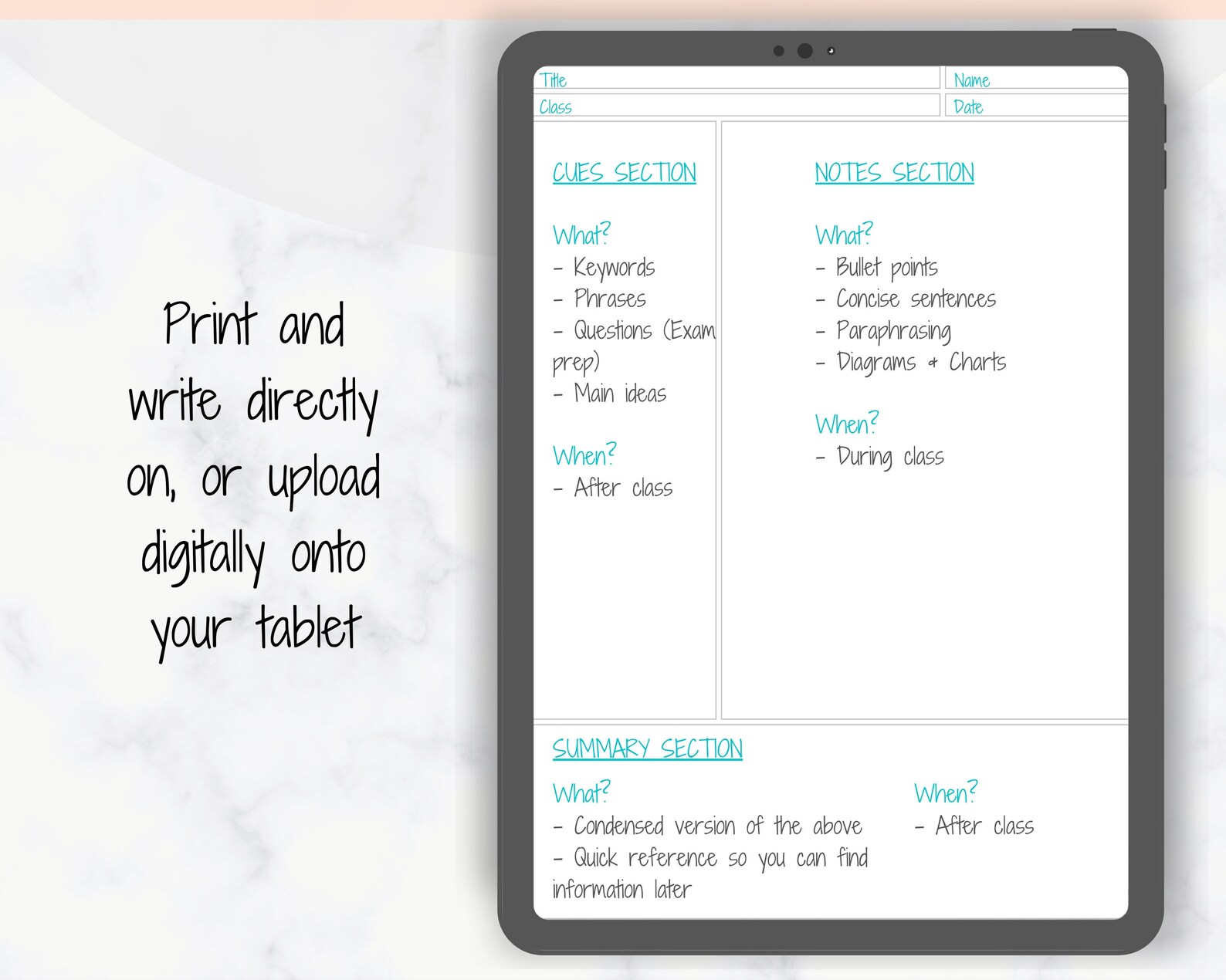 Cornell Notes Method Study & Academic Planner. College Planner | Etsy