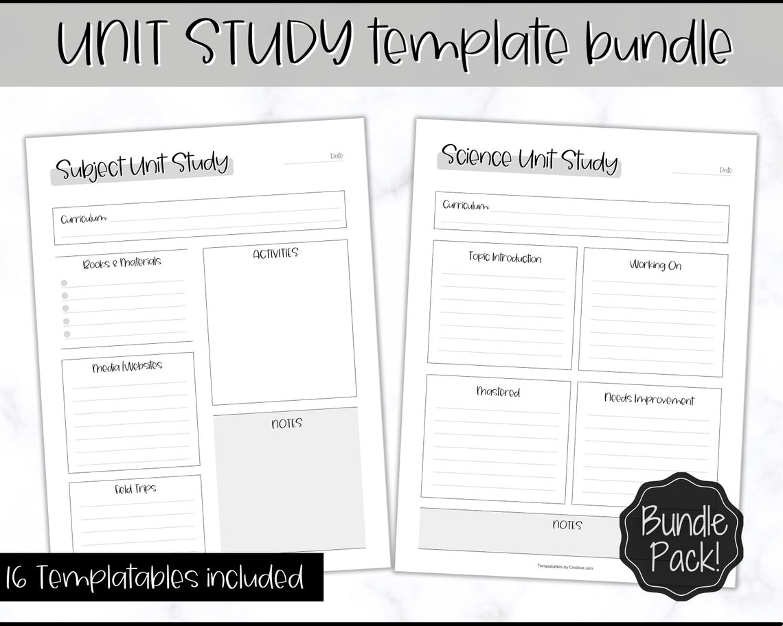 UNIT STUDY Template Printable Homeschool Planner Home School - Etsy