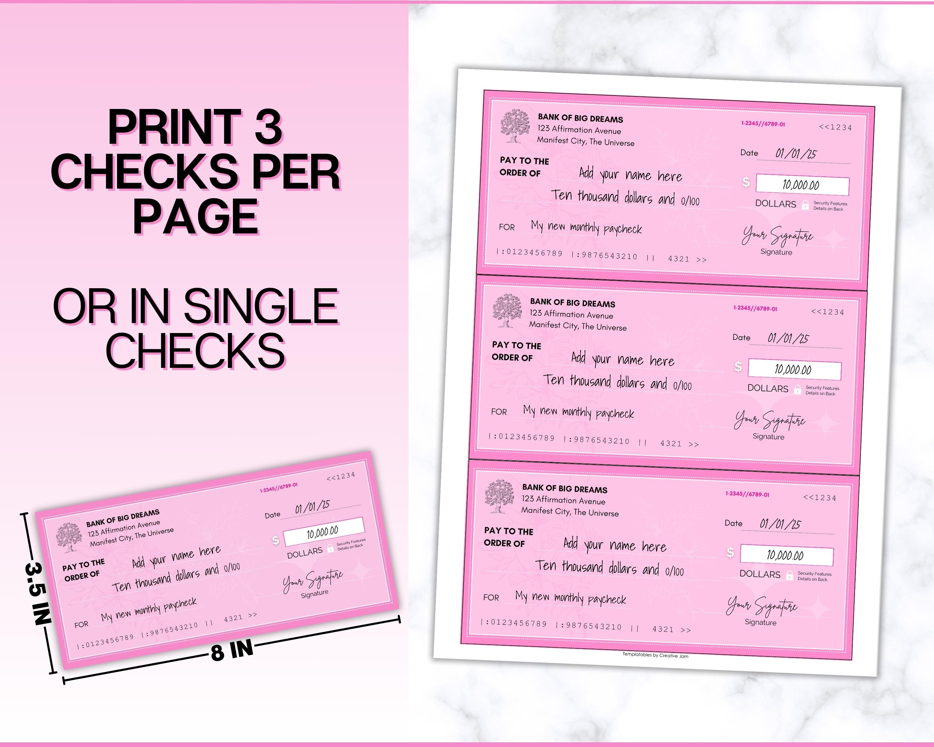 EDITABLE Manifestation Check Templates, Money Magnet, Vision Board, Law ...