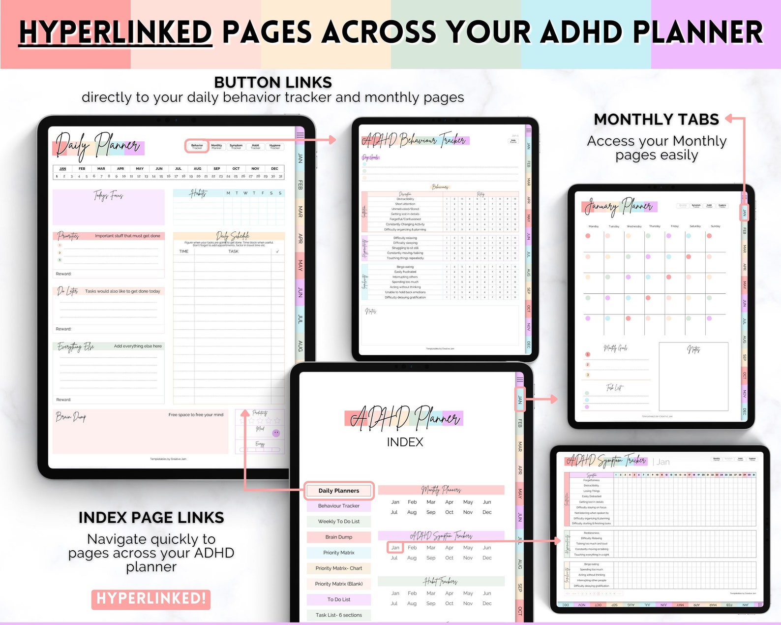 ADHD Digital Planner, Daily Planner for Neurodivergent Adults, Brain ...