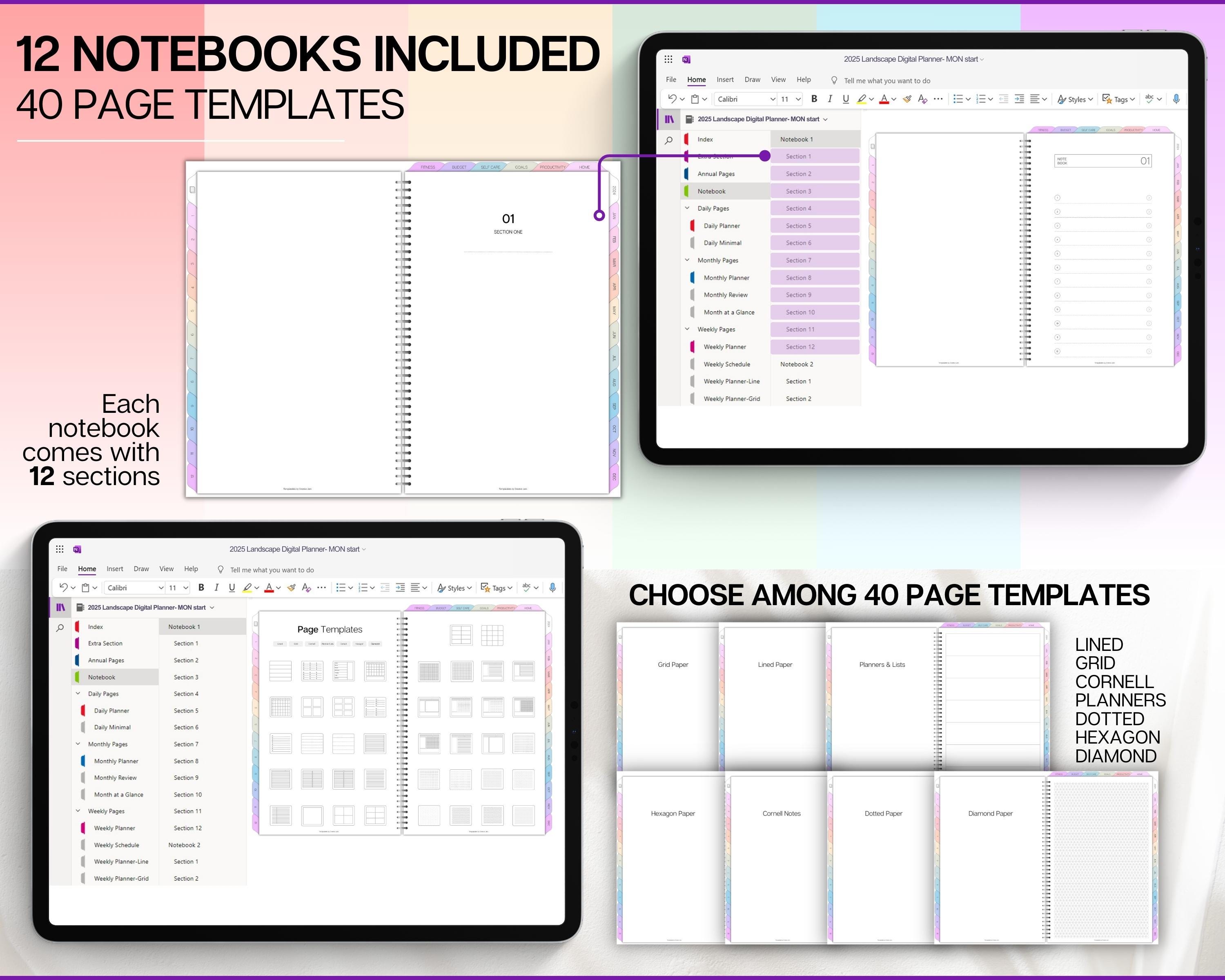 Onenote Planner, 2025 Digital Planner, Onenote Template, Daily, Weekly ...
