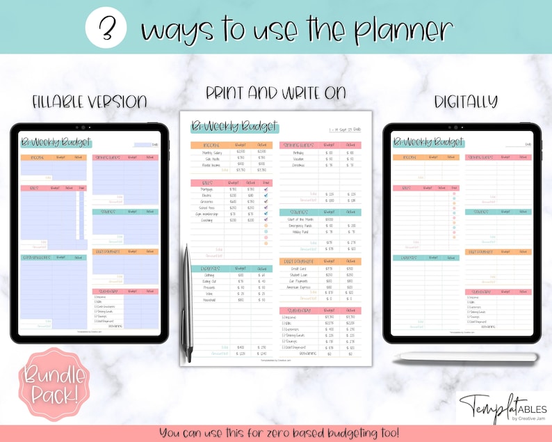 Biweekly Budget Planner EDITABLE Bi-weekly Template PDF - Etsy