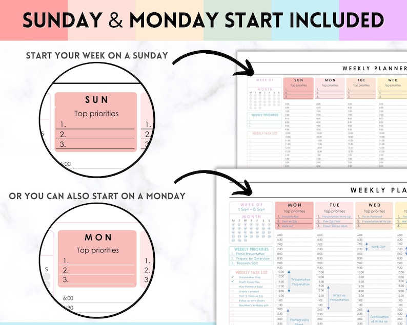 EDITABLE Weekly Planner Printable, Daily Hourly Planner, Weekly ...