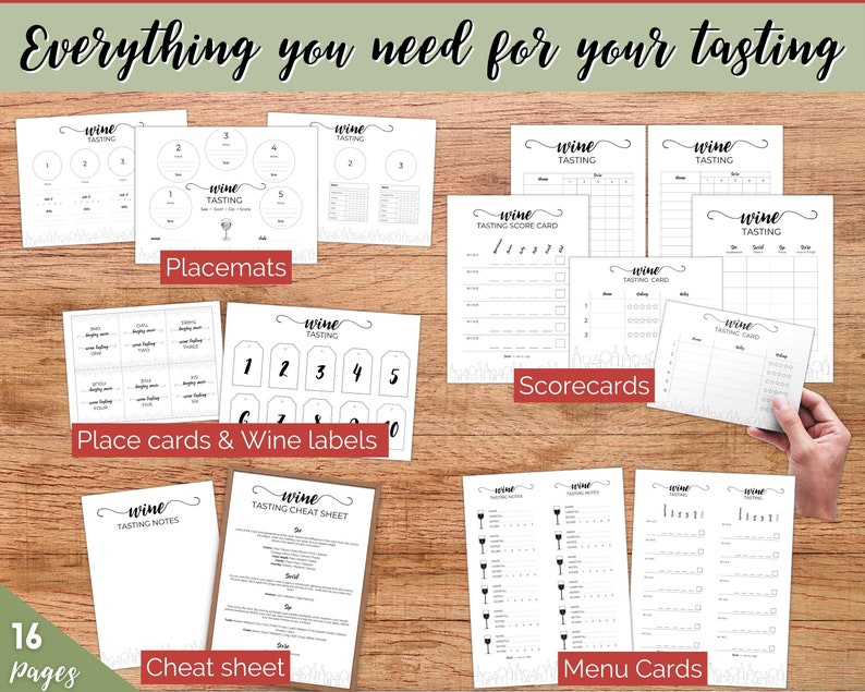 Wine Tasting Kit! Complete Guide to Blind Wine Tasting. Placemats ...