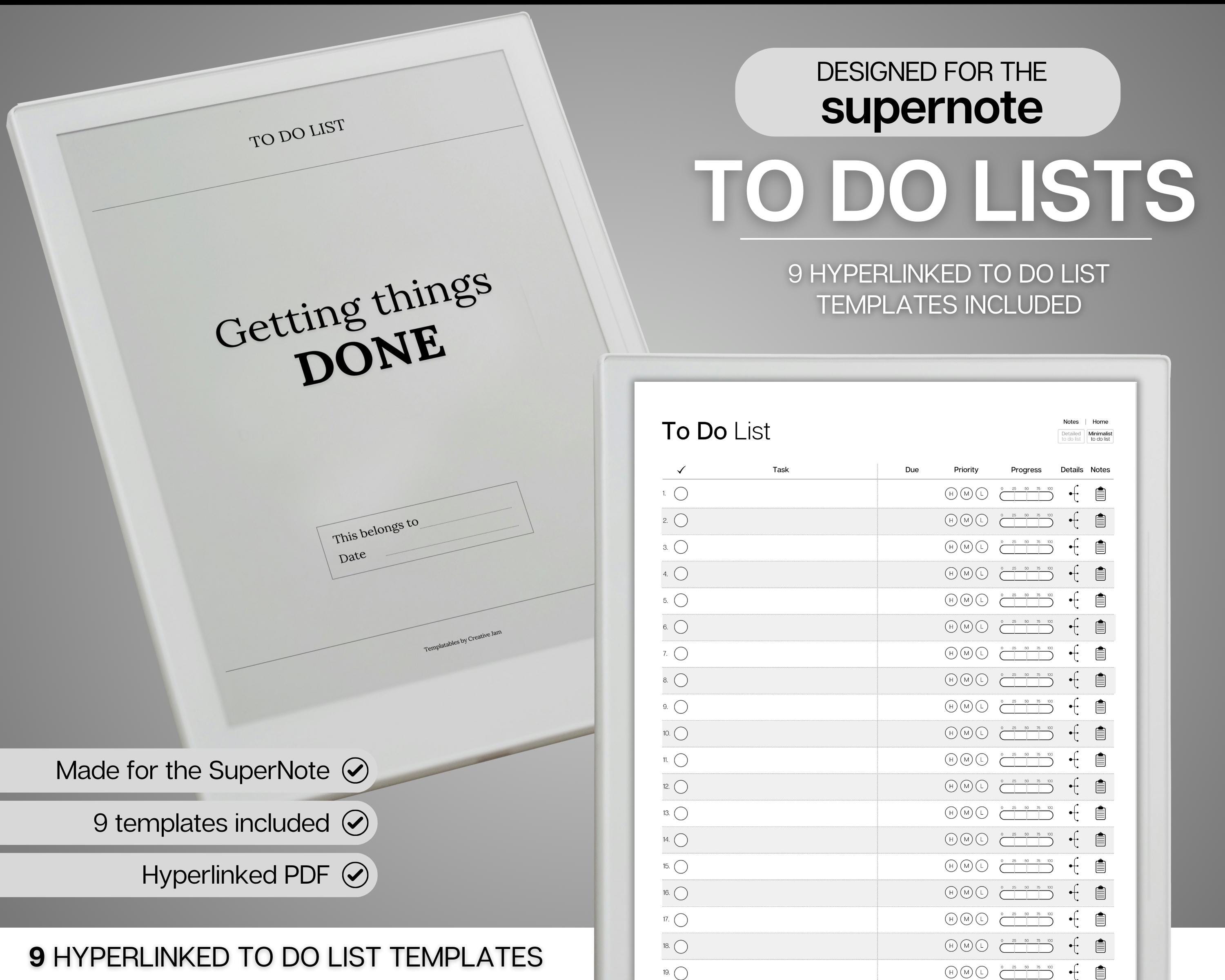 Digital to Do List, Supernote Template, Digital Task List, Brain Dump ...