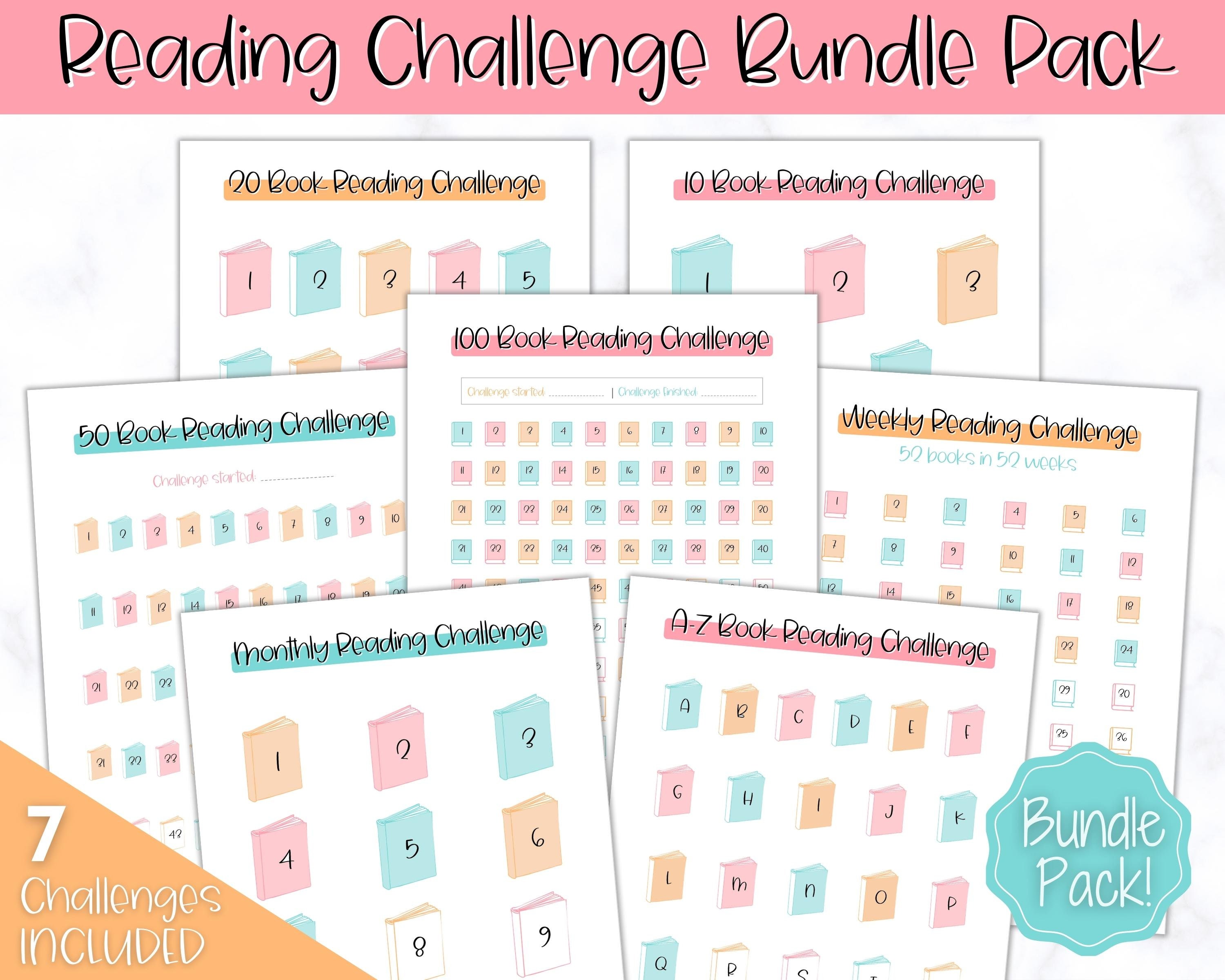 Reading Challenge BUNDLE 100 Book Challenge Printables 52 - Etsy