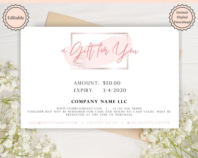 Gift Voucher, Gift Certificate Template. Editable Gift Card Template ...