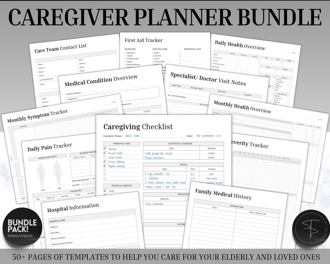 Caregiver Daily Log, Caregiver Checklist, Elderly Caregiver Planner ...