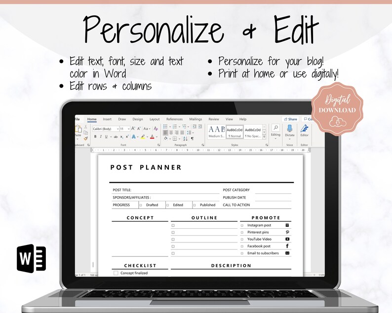 EDITABLE Blog Post Planner Templates Blogger Bundle Blog - Etsy