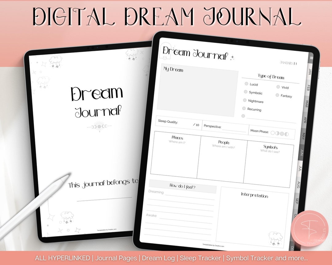 Digital Dream Journal, Digital Journal for Goodnotes, iPad Digital ...