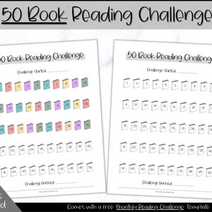 50 Book Challenge Printable, Reading Challenge BUNDLE, 50 Books, Kids ...