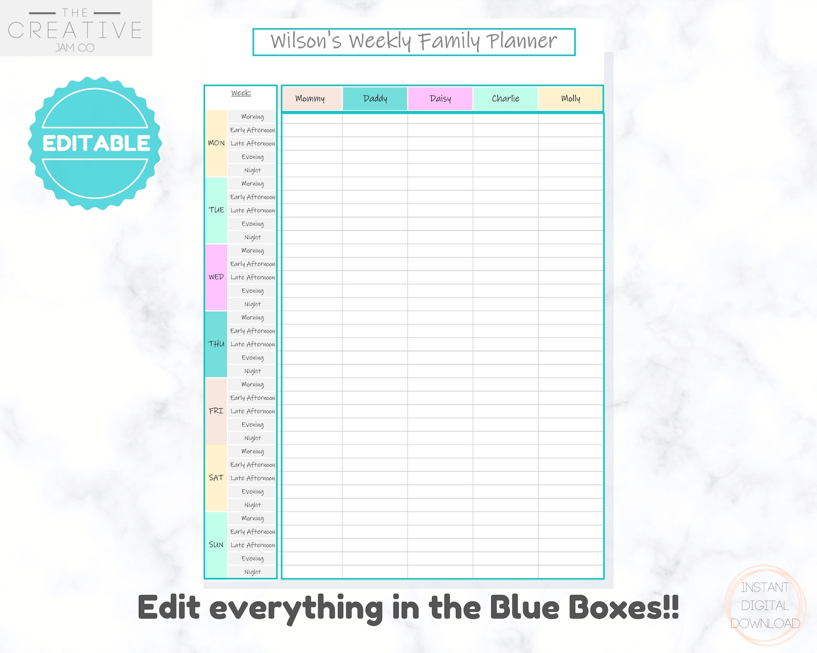 EDITABLE Weekly FAMILY PLANNER Command Center | Family Planner ...