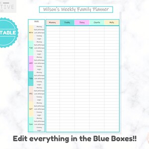 EDITABLE Weekly FAMILY PLANNER Command Center | Family Planner ...
