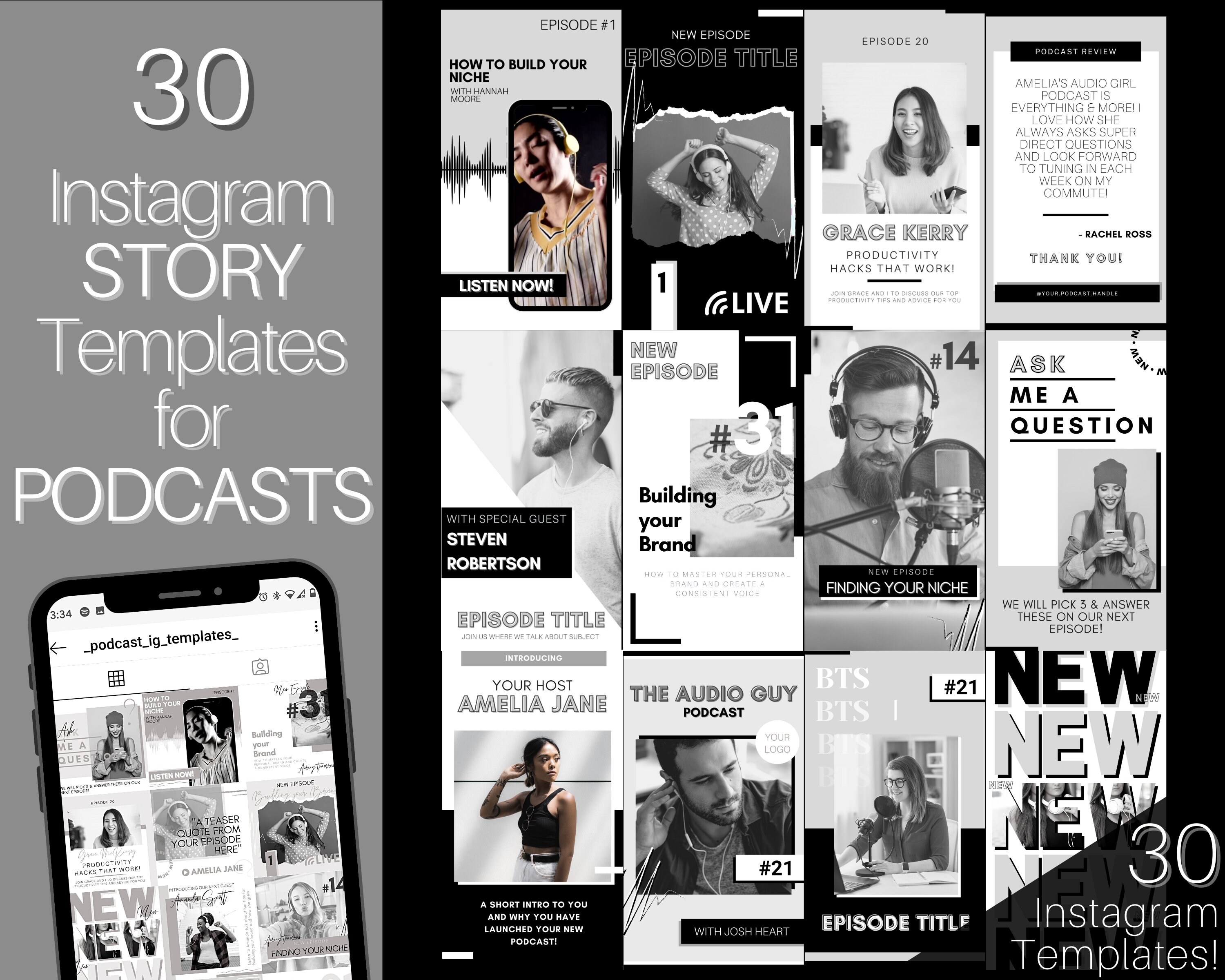Instagram Story Templates. Podcast Instagram Stories Canva | Etsy
