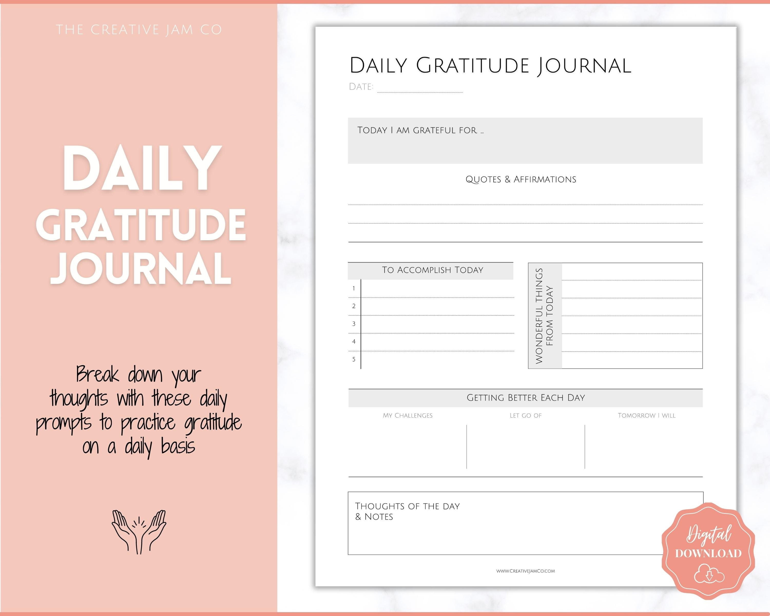 Printable Gratitude Journal BUNDLE Mindfulness Log Gratitude | Etsy