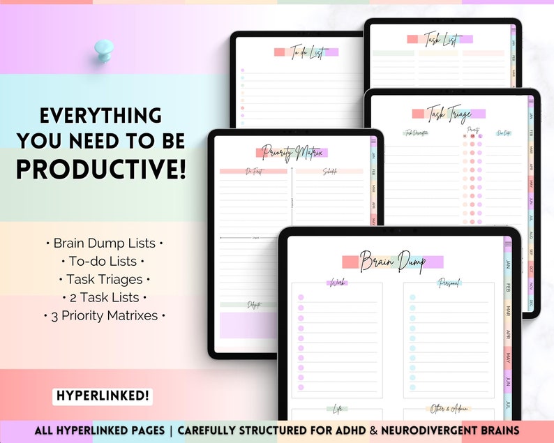 ADHD Digital Planner, Daily Planner for Neurodivergent Adults, Brain ...