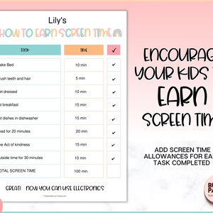 Editable Screen Time Checklist BUNDLE, Screentime Rules, to Do List for ...