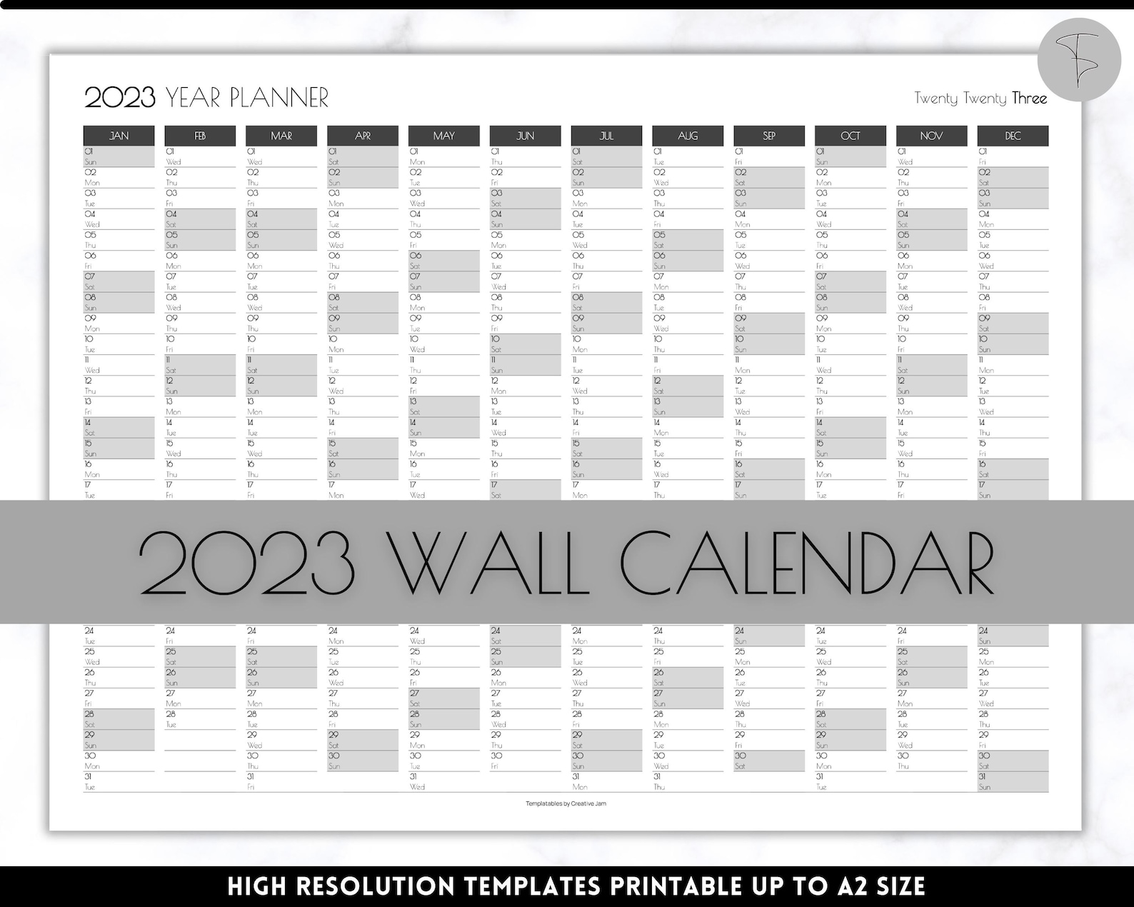 2023 Wall Calendar Printable Large Yearly Calendar - Etsy