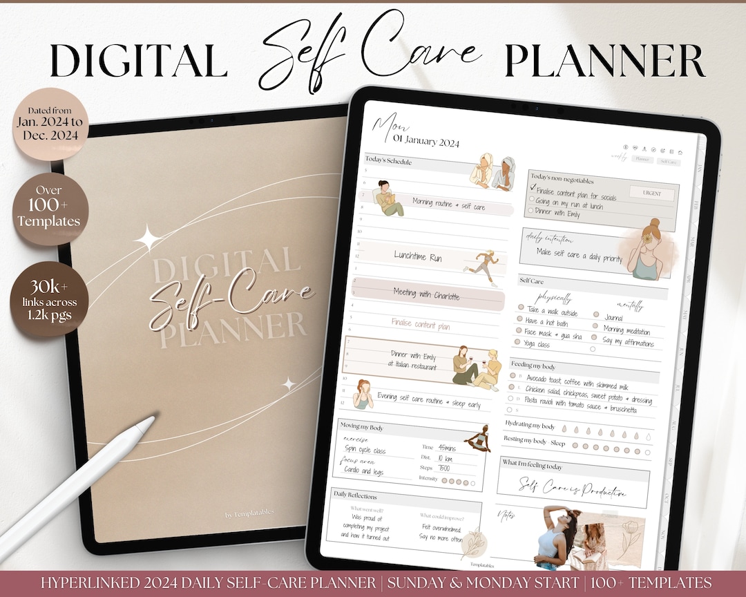 2024 Digital Self Care Journal, Self Care Planner, Digital Planner ...