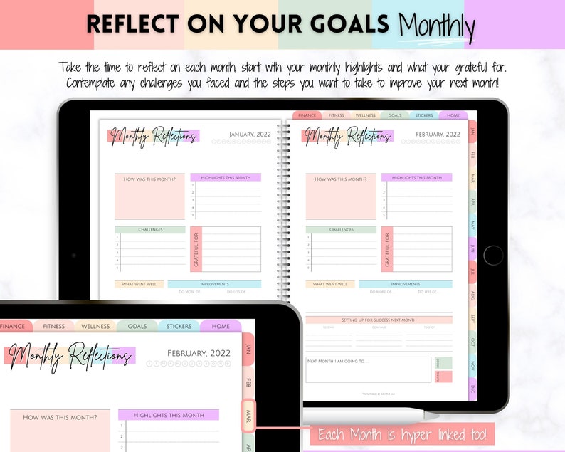 UNDATED Digital Planner Digital GOAL Planner Goals Tracker - Etsy