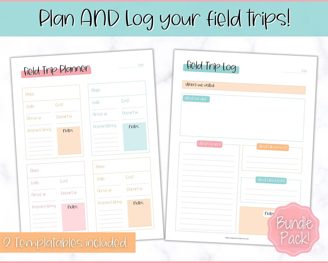 Field Trip Planner BUNDLE, Printable Field Trip Log, Homeschool Planner ...
