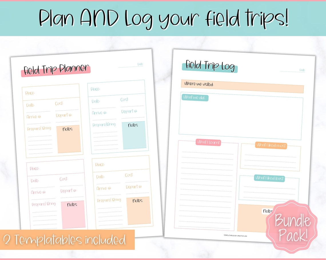 Field Trip Planner BUNDLE, Printable Field Trip Log, Homeschool Planner ...