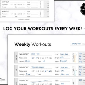 Workout Planner, Fitness Journal, Exercise Tracker, Printable Weight ...