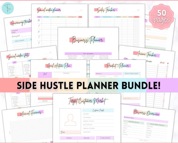 Side Hustle Planner Printable BUNDLE Small Business Planner - Etsy